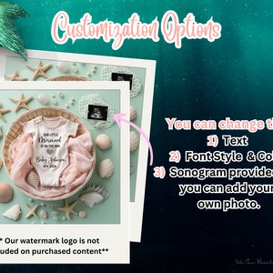 Mermaid Pregnancy Announcement, Editable Digital Little Mermaid Baby ...