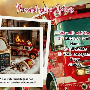 Cute Firefighter Baby Announcement Digital, Probie Pregnancy ...