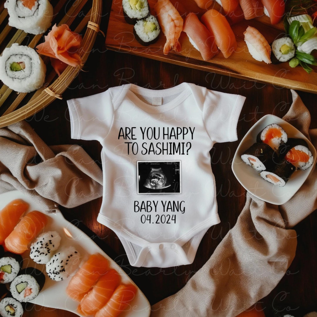 Sushi Pregnancy Announcement Digital, Sushi Baby Announcement Editable ...