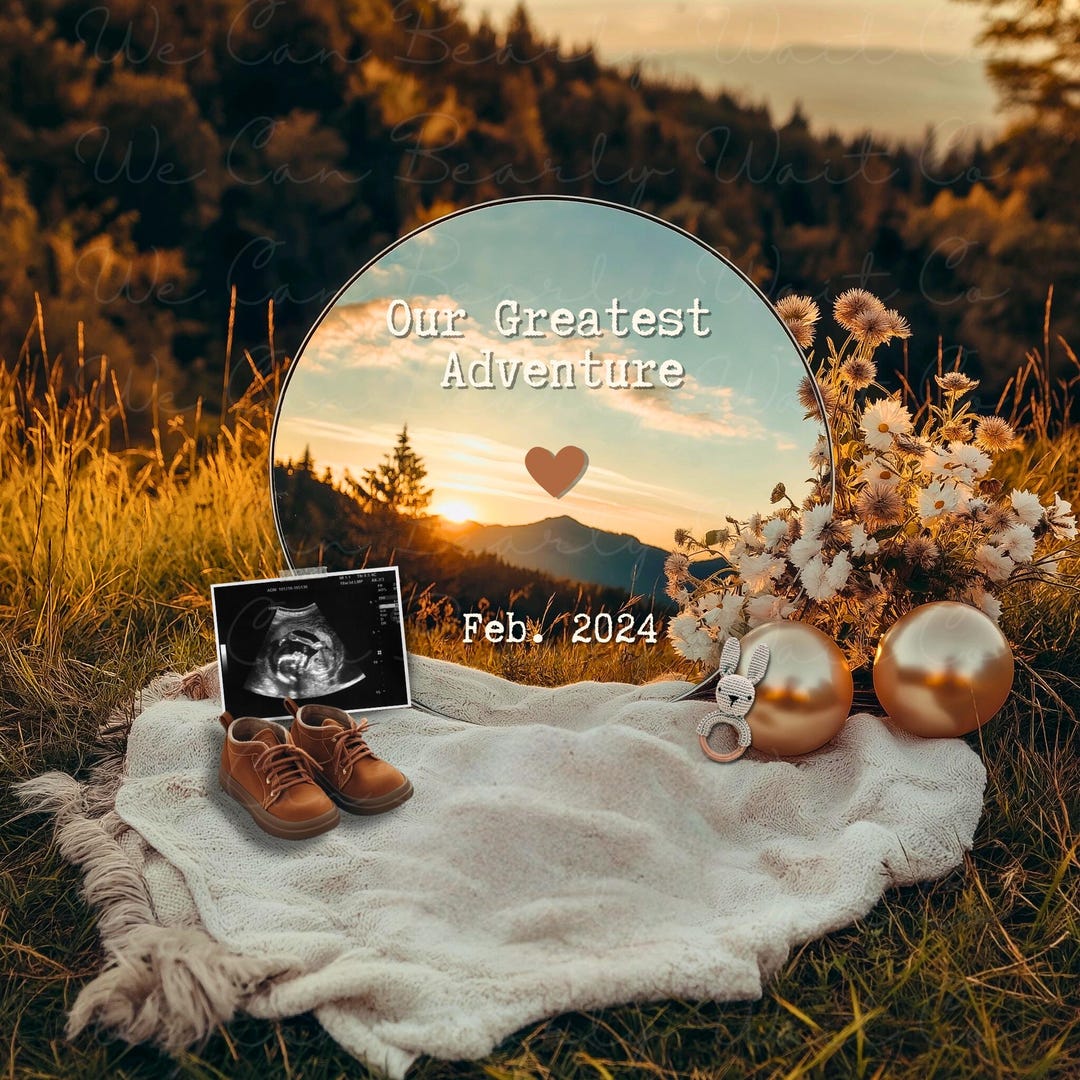 Adventure Pregnancy Announcement Digital, Gender Neutral Mirror Baby ...
