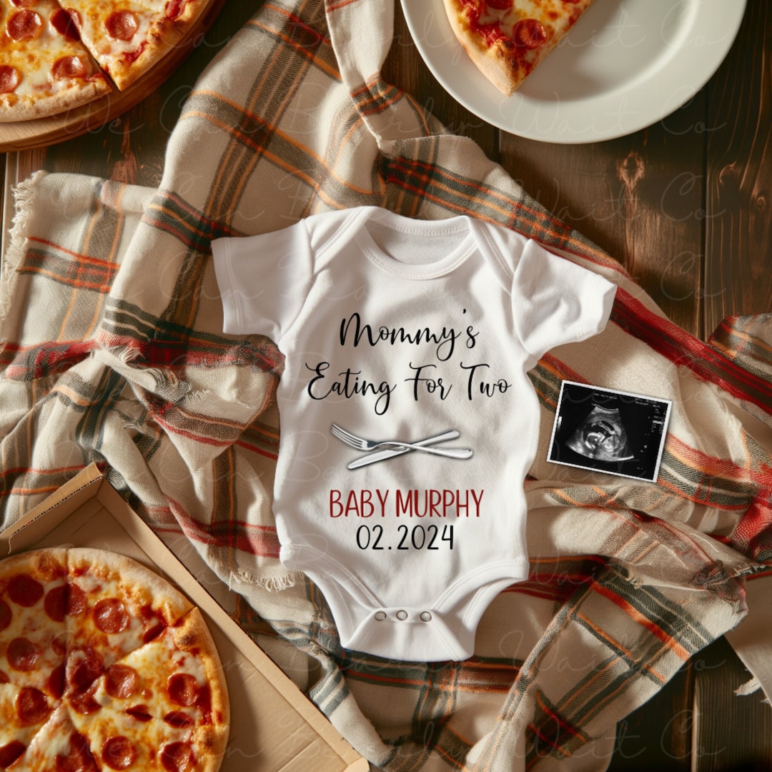 Pizza Pregnancy Announcement Digital, Eating for Two Pizza Baby ...