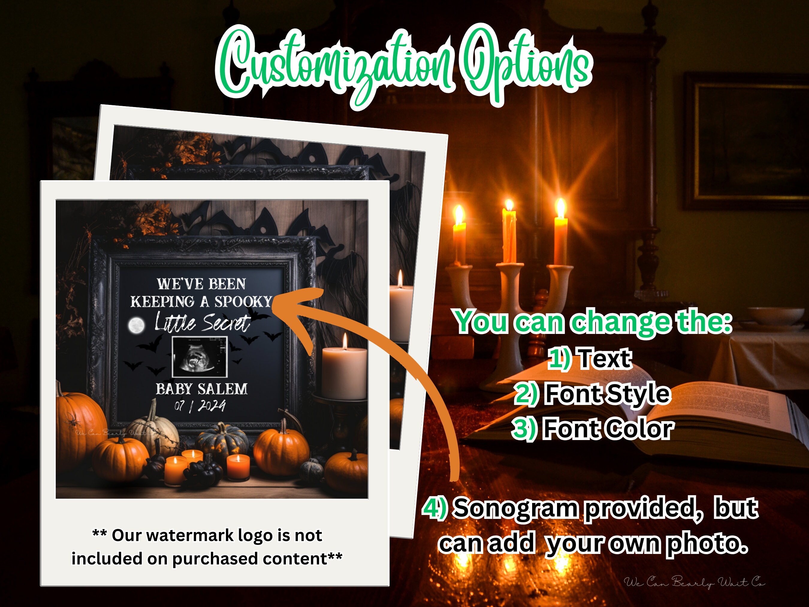 Halloween Pregnancy Announcement Editable Digital Baby - Etsy