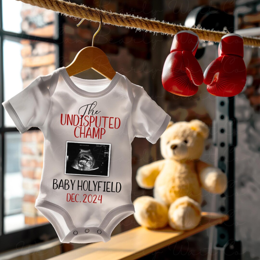 Boxing Baby Announcement Digital, Cute Gym Pregnancy Announcement ...