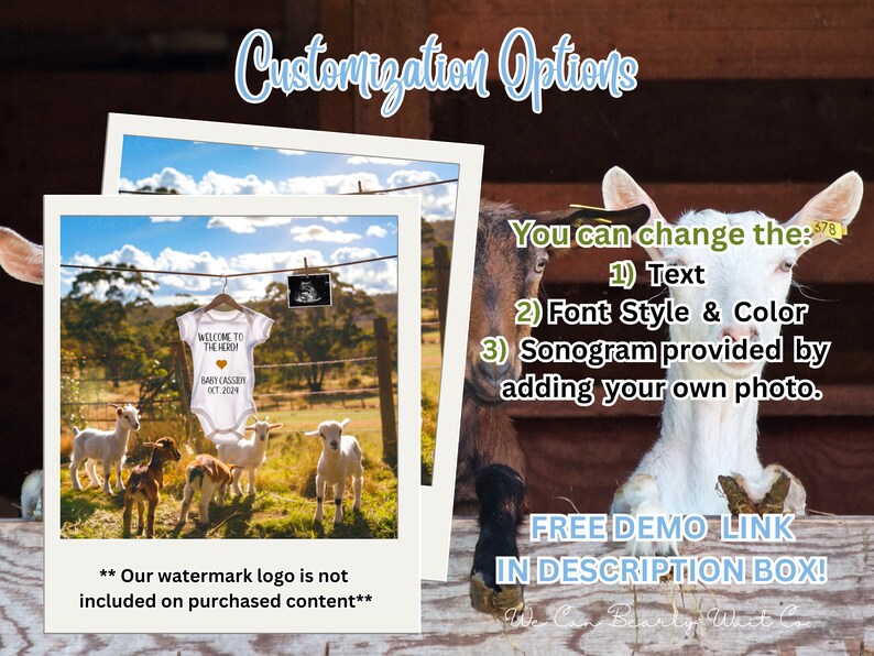 Farm Pregnancy Announcement Digital, Goat Baby Announcement, Farm Baby ...