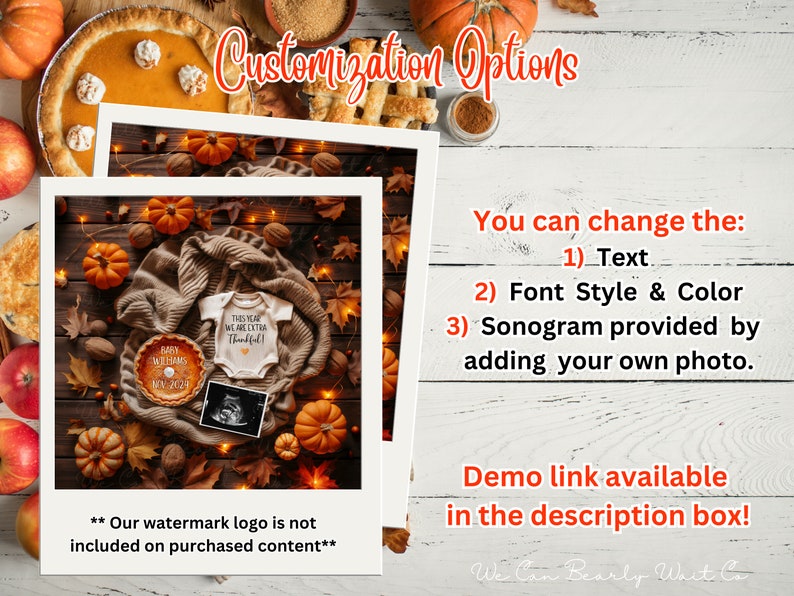 Cute Thanksgiving Pregnancy Announcement Digital, Pumpkin Pie Fall Baby ...