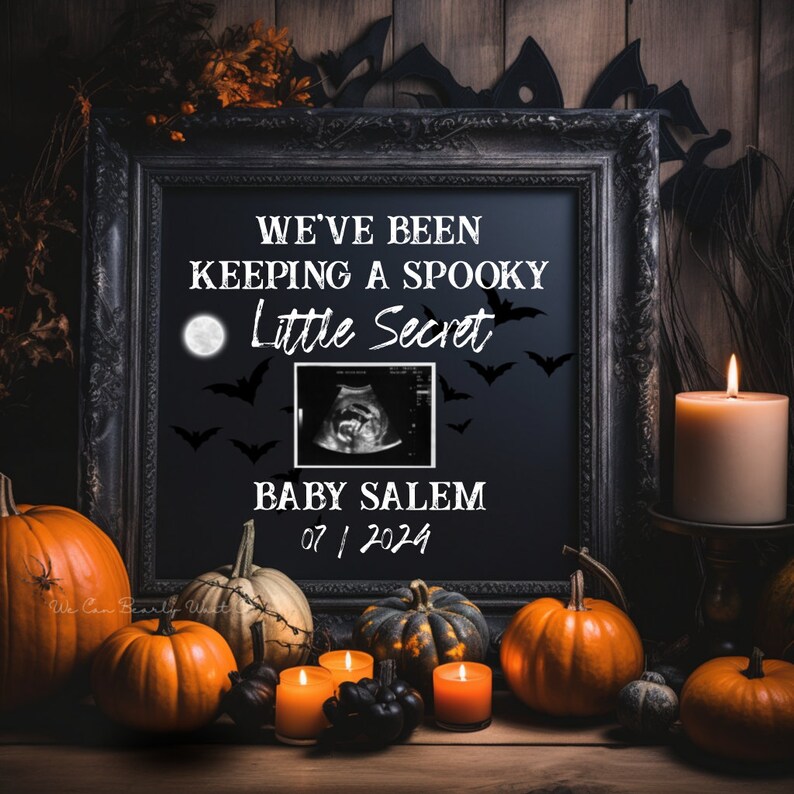 Halloween Pregnancy Announcement Editable Digital Baby - Etsy