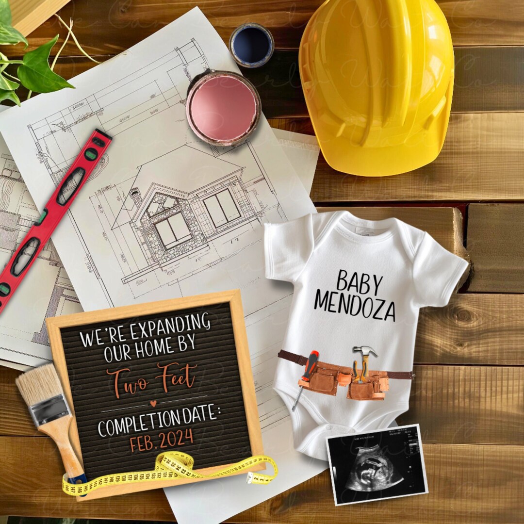 Home Renovation Baby Announcement Digital, General Contractor Baby ...