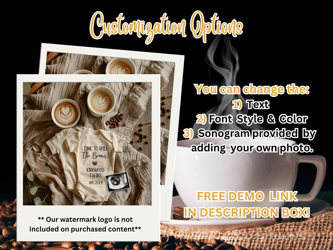 Cute Twins Coffee Pregnancy Announcement, Coffee Baby Announcement ...