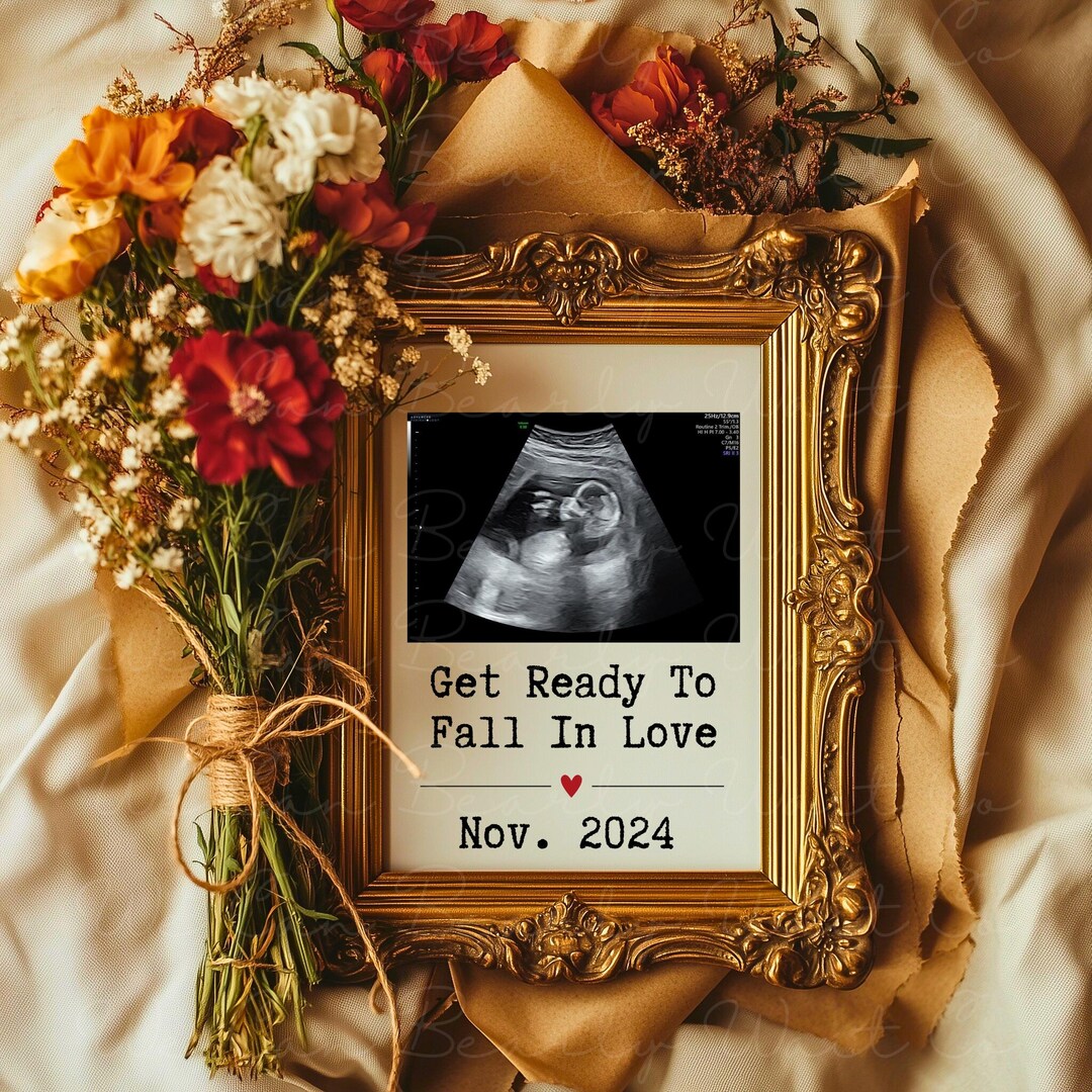Fall Floral Pregnancy Announcement Digital, Minimalist Gender-neutral ...