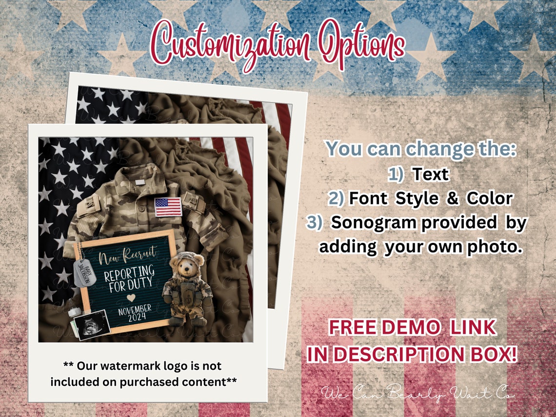 Military Pregnancy Announcement Digital, 4th of July Baby Announcement ...