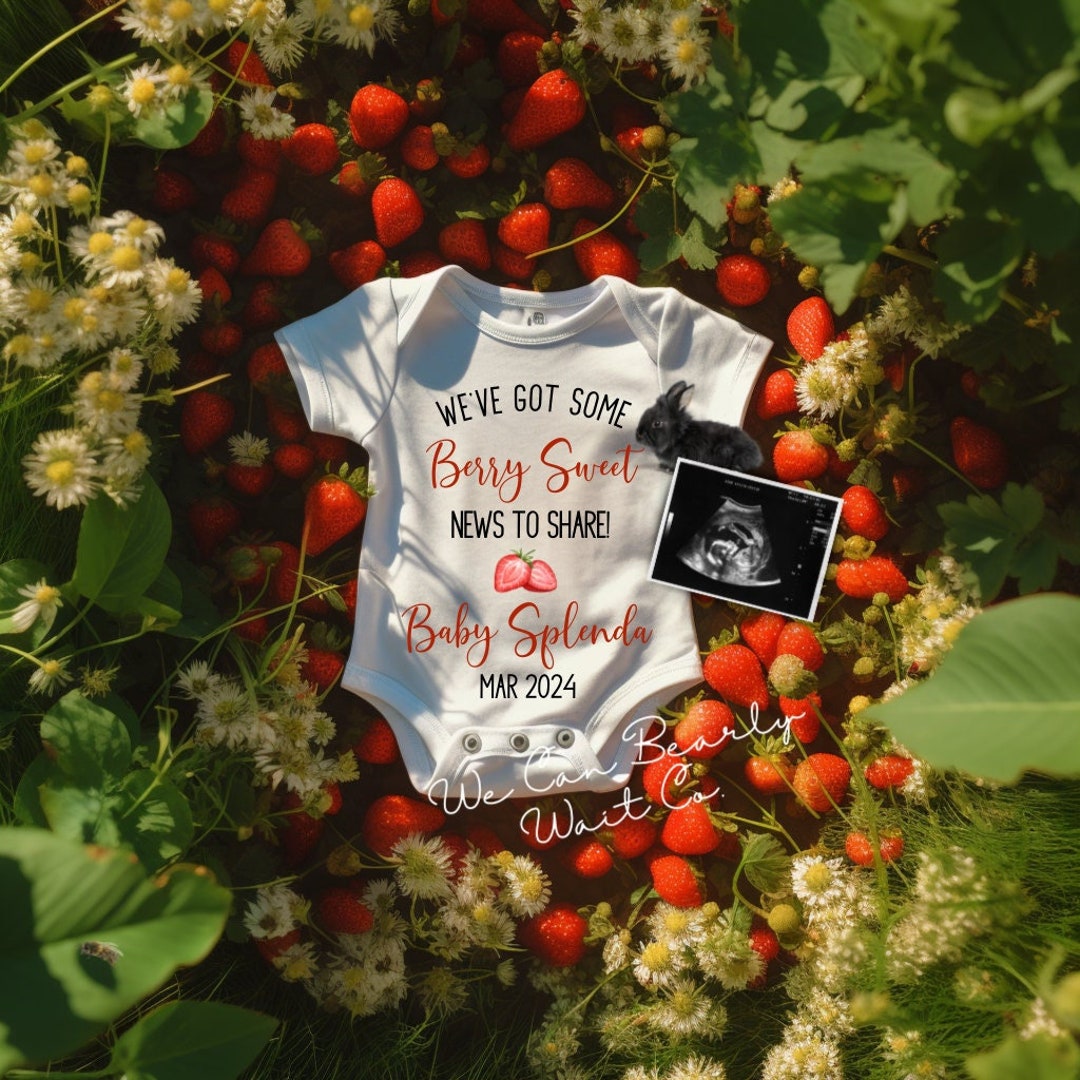 Berry Special News Pregnancy Announcement, Editable Strawberry Garden ...