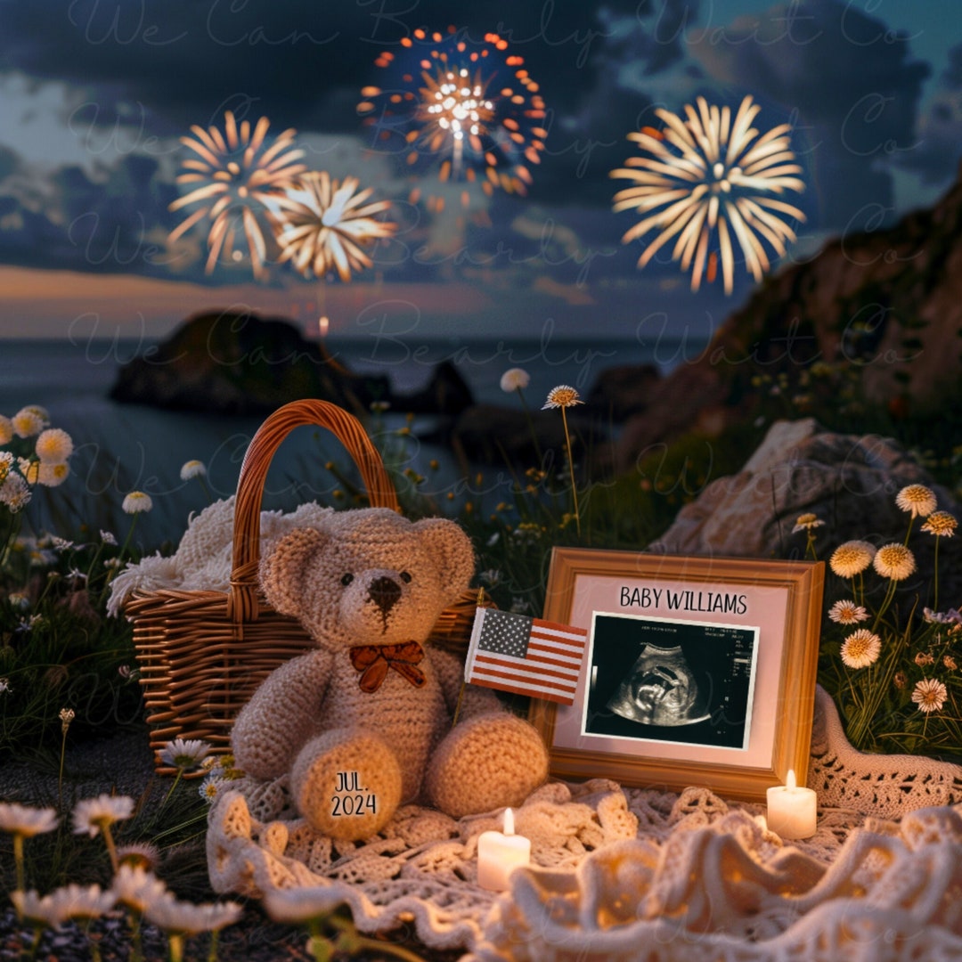 Cutest Fourth of July Pregnancy Announcement Digital, Summer Picnic ...