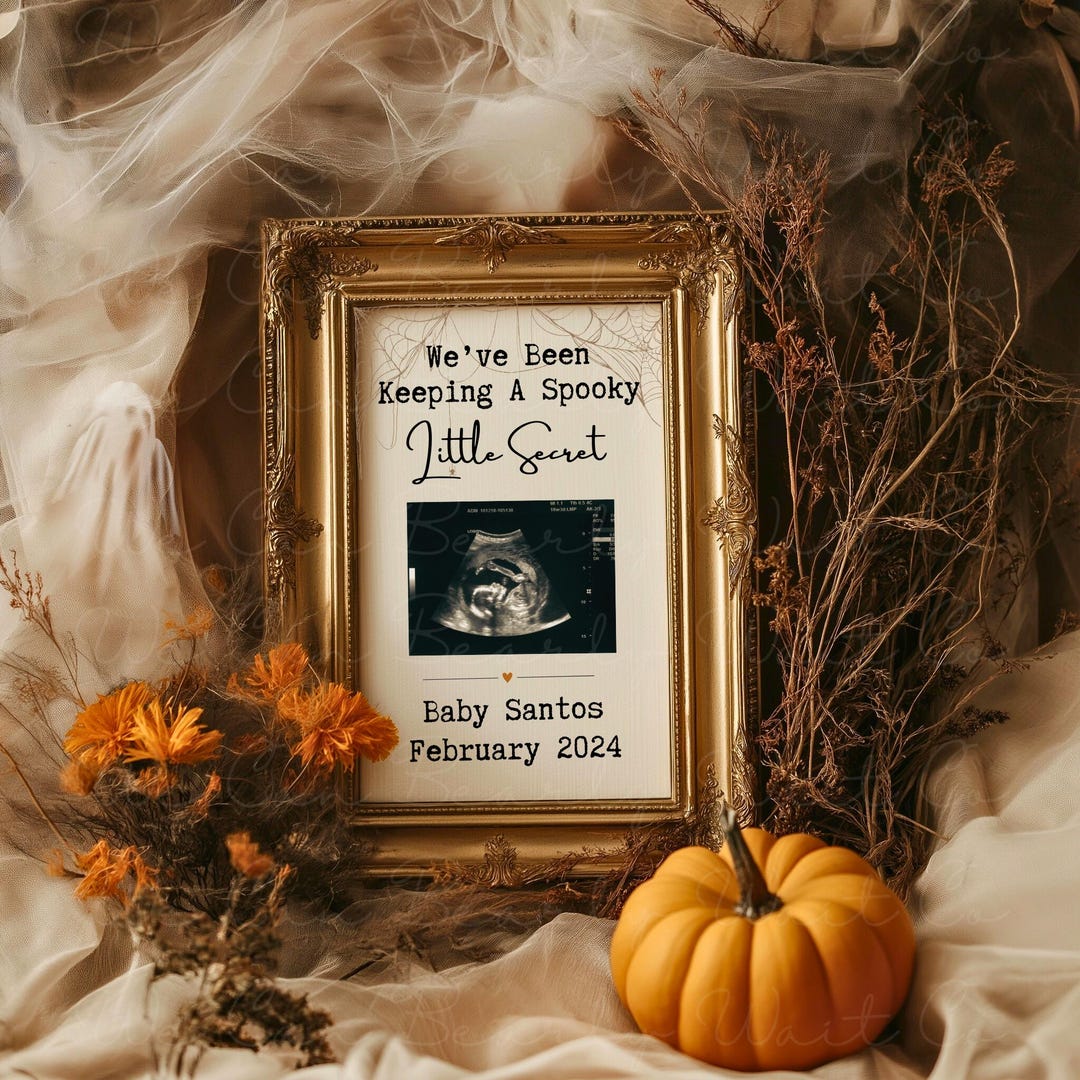 Halloween Pregnancy Announcement Digital, Fall October Baby ...