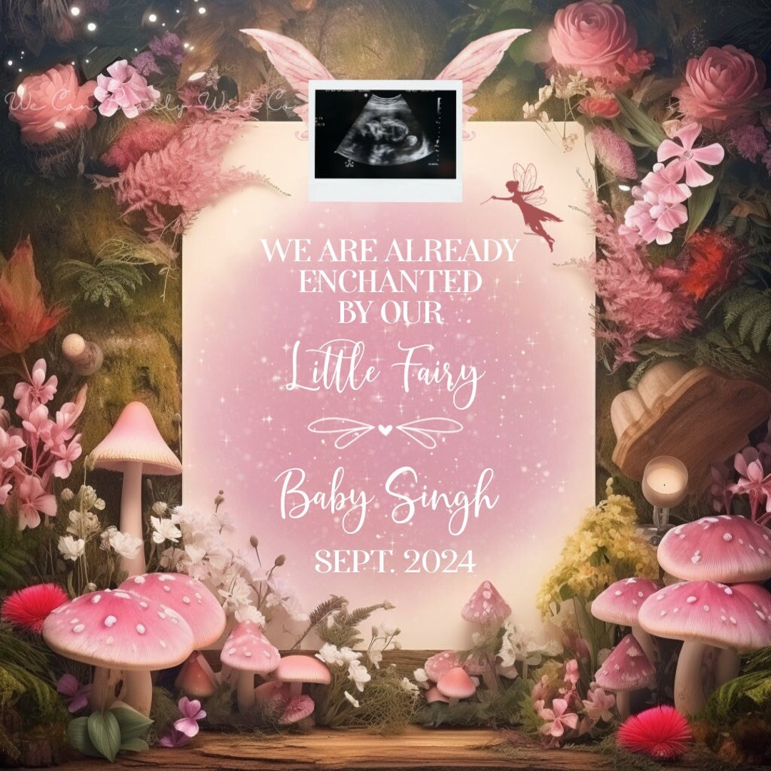 Our Little Fairy Pregnancy Announcement, Editable Digital Mystical Baby ...