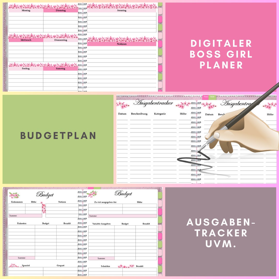 Digital Boss Girl Planner, German, Budget Planner, Expense Tracker ...