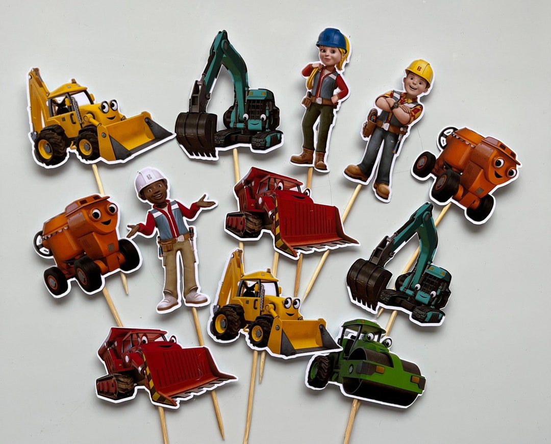 Bob the Builder Cupcake Toppers, Cupcale Stickers, Muffin Decorations ...