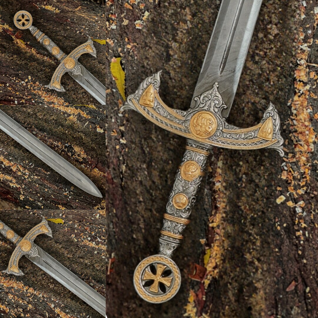 Handmade Templar Knights Sacred Holy Sword Ornate Damascus Steel Sword ...