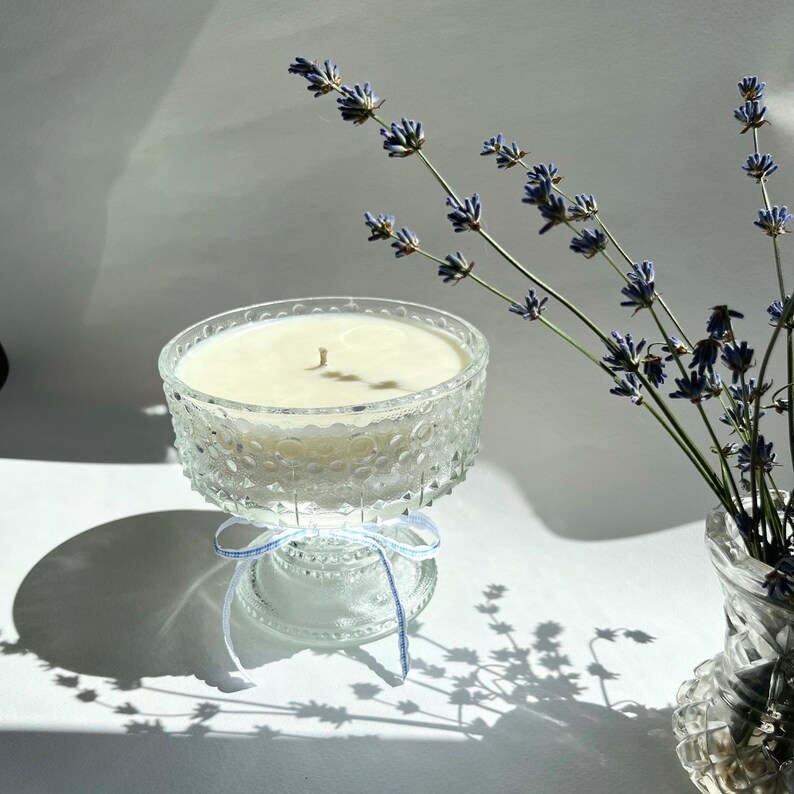 One Piece Candle in Vintage Glass Fruit Bowl | Candle Holder | Handmade ...