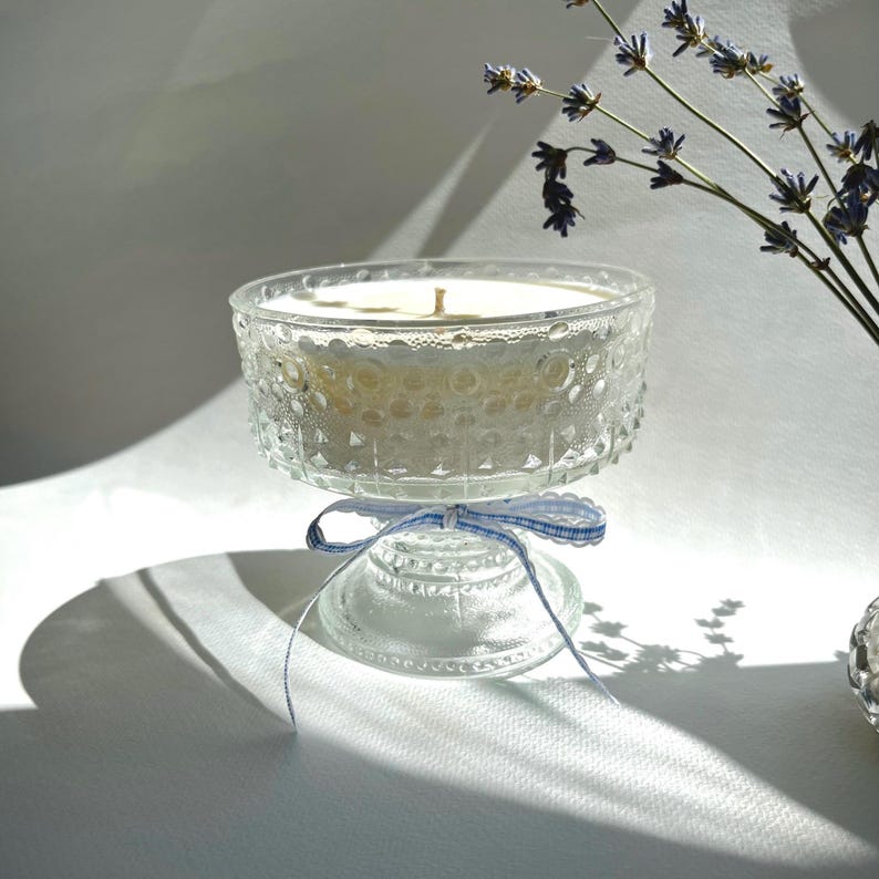 One Piece Candle in Vintage Glass Fruit Bowl | Candle Holder | Handmade ...