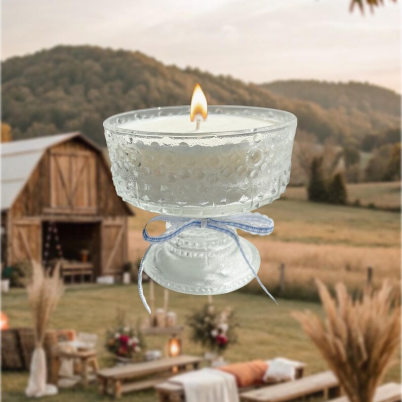 One Piece Candle in Vintage Glass Fruit Bowl | Candle Holder | Handmade ...