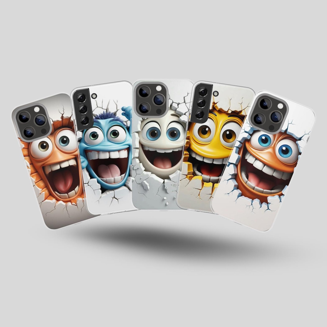 Smiley Face Phone Case Emoji iPhone 16, 15, 14, 13, 12, 11, XR, XS, X ...