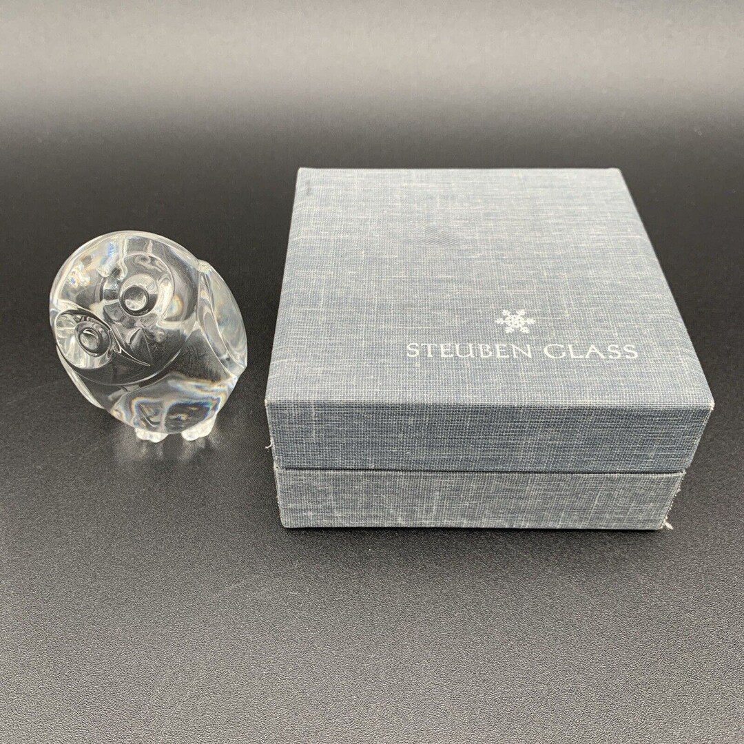 Vintage Steuben Crystal Art Glass Owl Hand Cooler Paperweight 2.5 ...