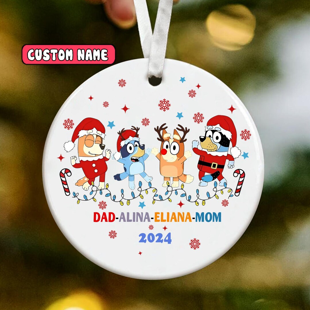 Personalized Bluey Family Ornament, Custom Christmas Ornaments ...