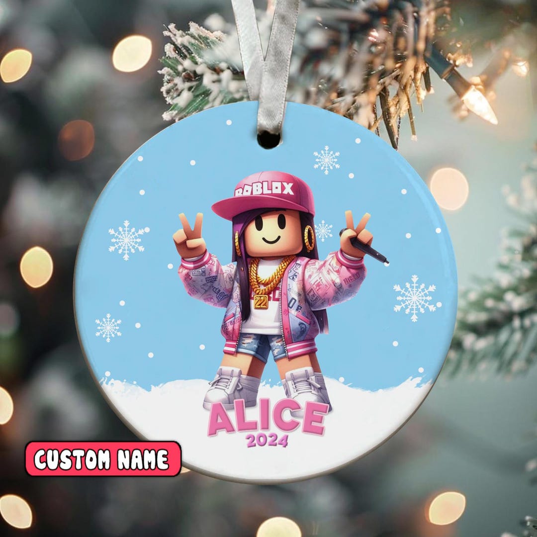 Personalized Roblox Girl Christmas Ornament, Roblox Girl Christmas ...
