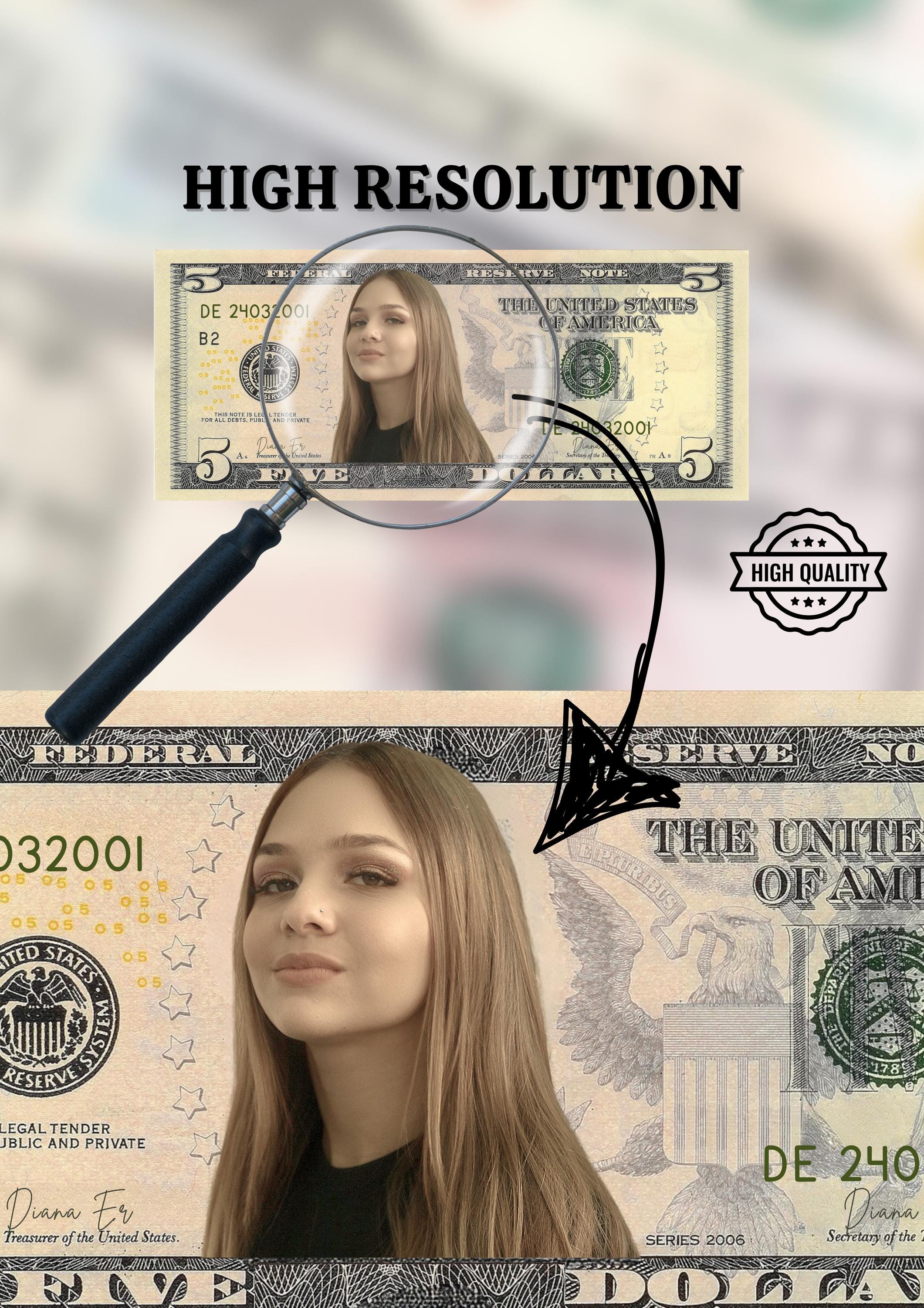 5 Dollar Bill, Your Face on Money, Game Money, Party Money, Custom ...