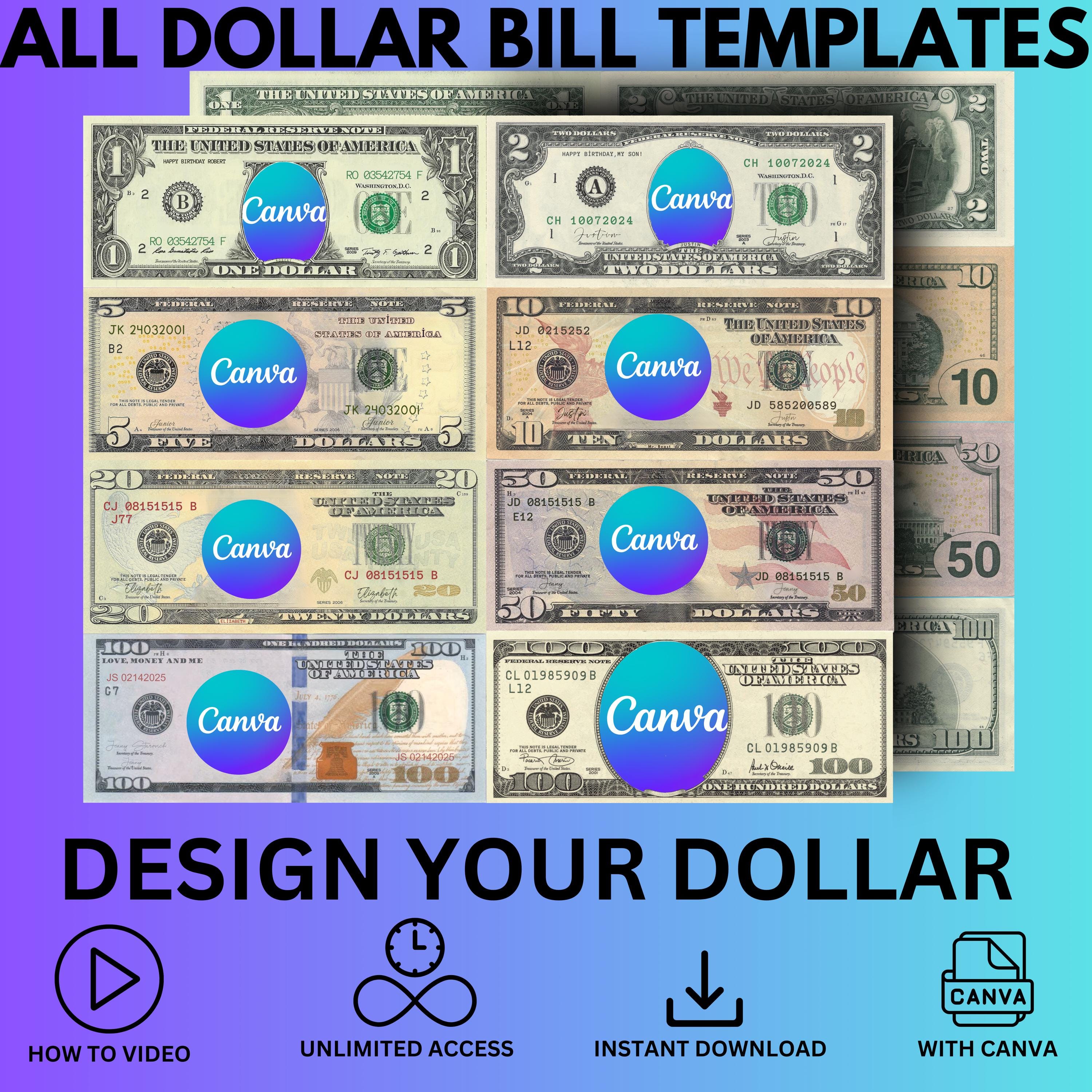 All Dollar Bill Template, Your Face on Money, Play Money, Custom Money ...