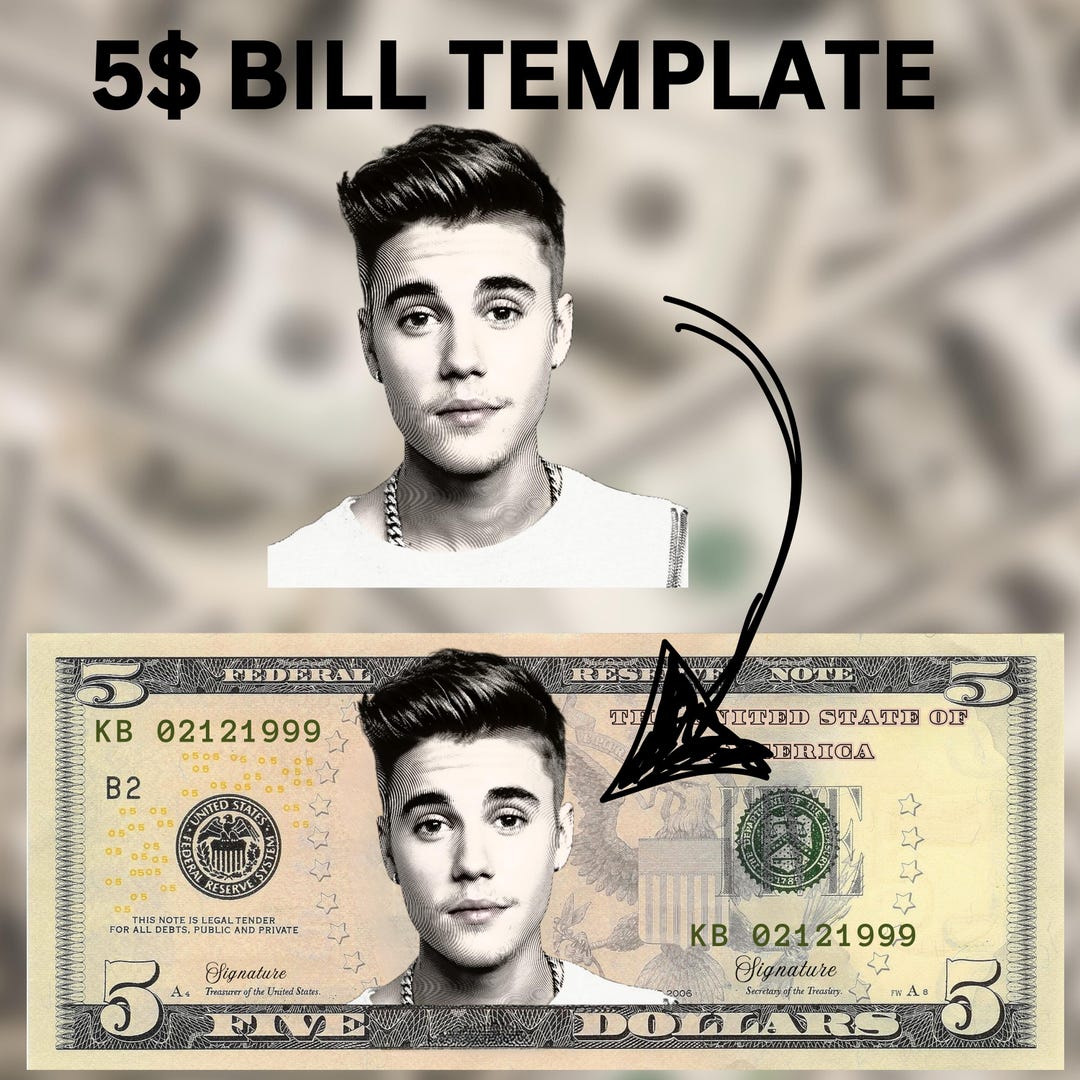 Personalized Face on Money Template: Custom Party Favors (digital ...
