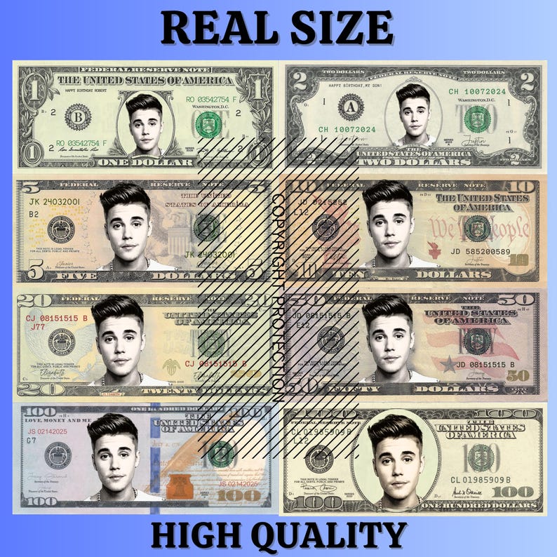 All Dollar Bill Template, Your Face on Money, Play Money, Custom Money ...