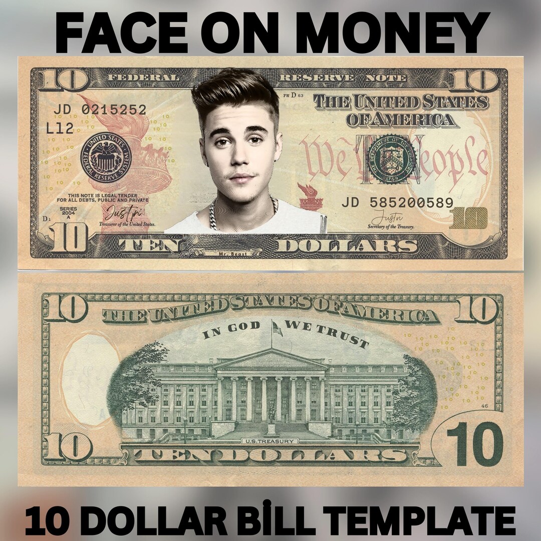 Personalized Face on Money Template: Custom Party Favors (digital ...