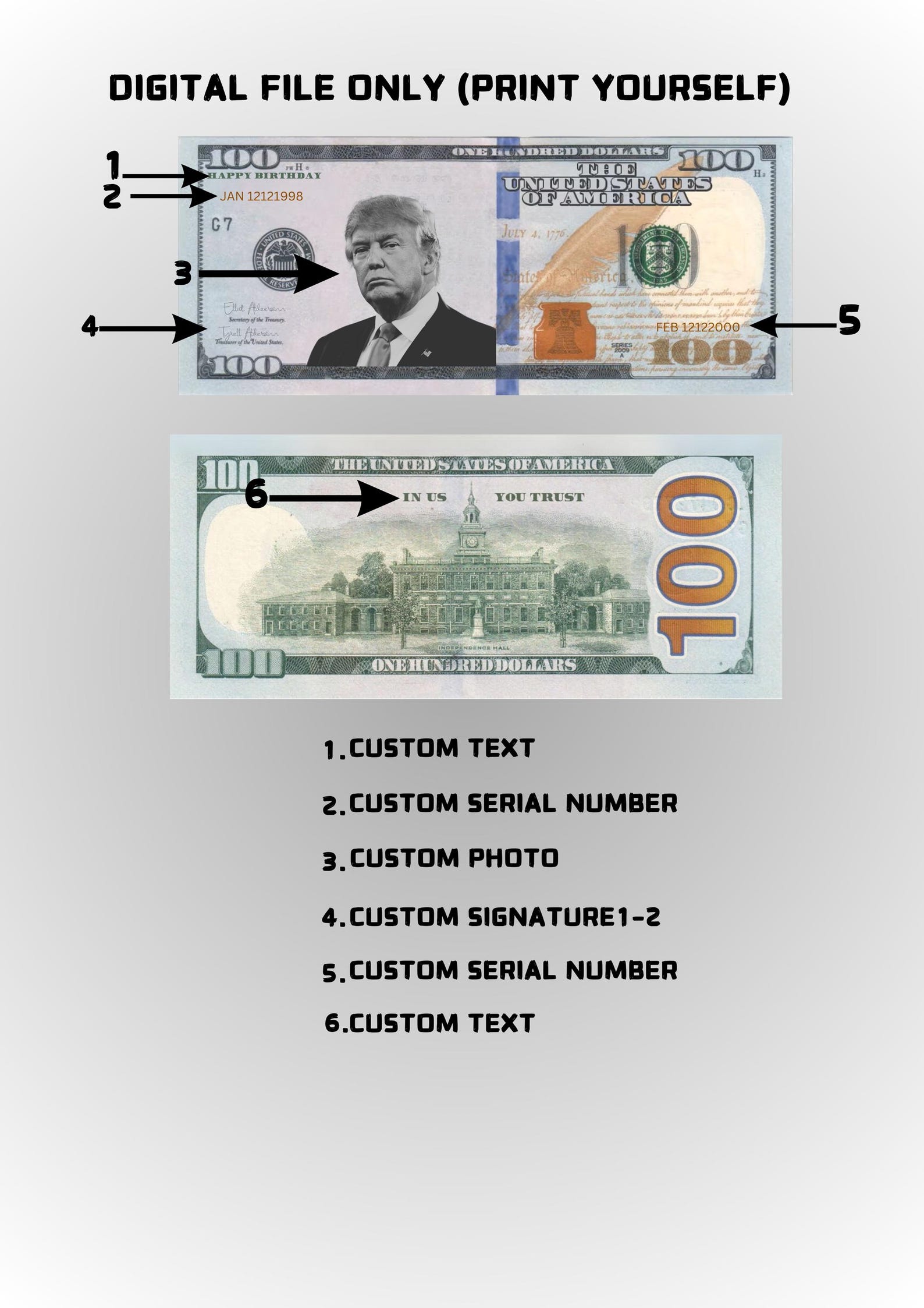 Your Face on Money Template, Favors for Guests, Game Money, 100 Dollar ...