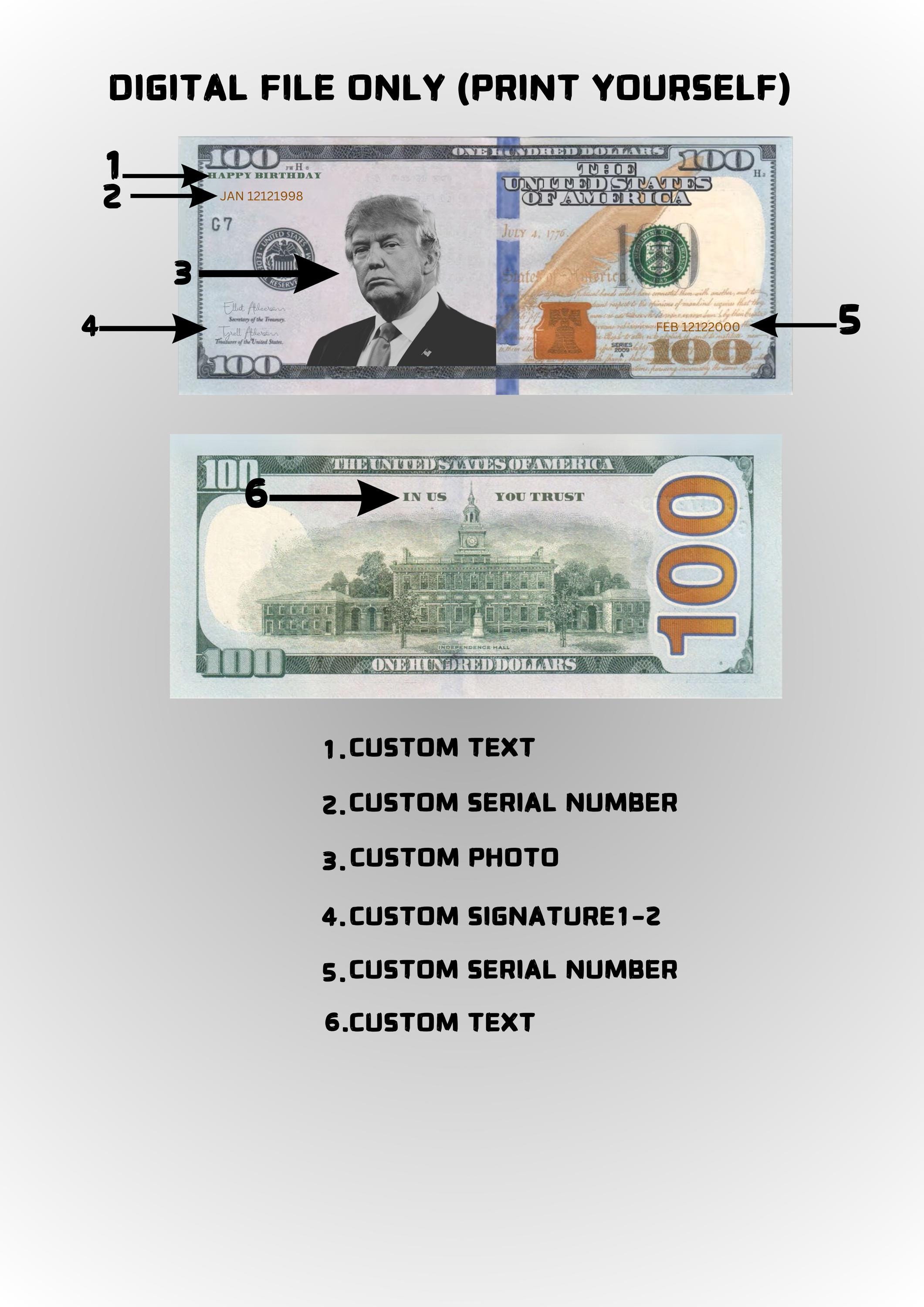 Your Face on Money Template, Favors for Guests, Game Money, 100 Dollar ...