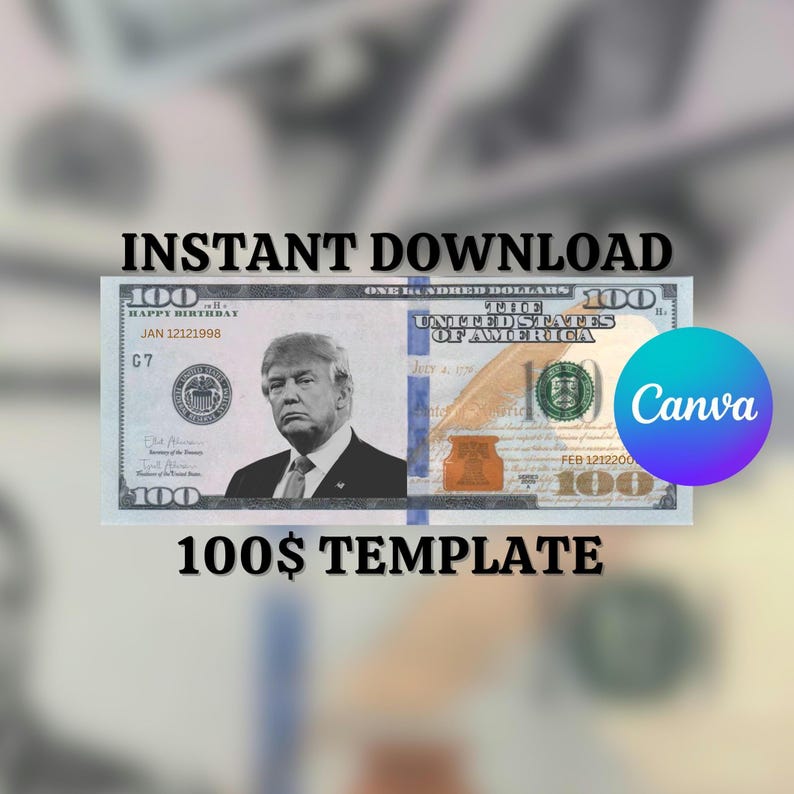 Your Face on Money Template, Favors for Guests, Game Money, 100 Dollar ...