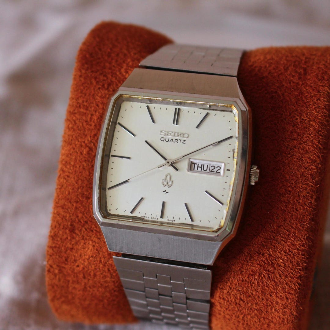 Vintage Seiko Square Quartz Day-date Watch - 0843-5010 - 1985 - Etsy