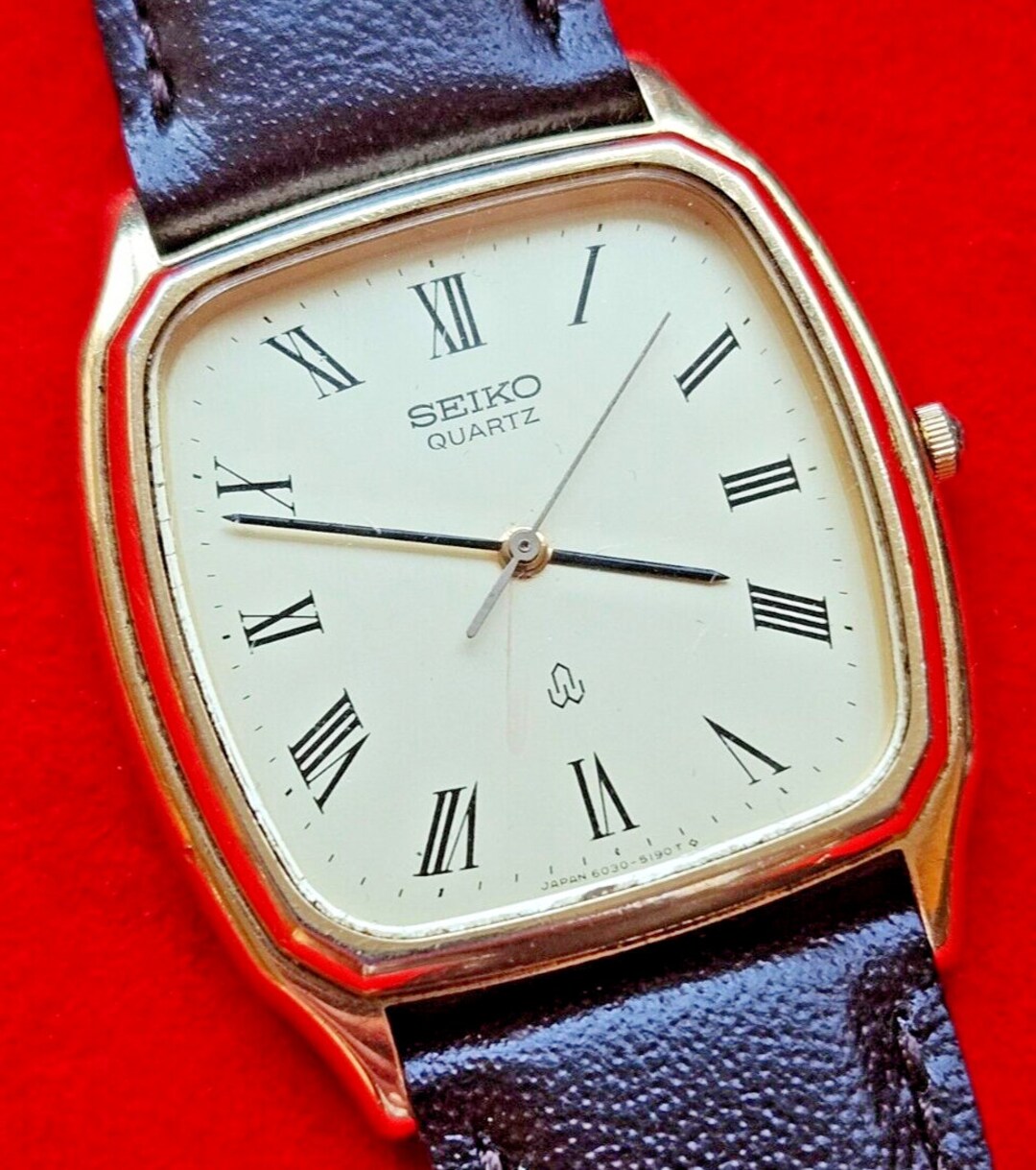 Vintage Seiko Roman Numerals Dress Watch Square 6030-5190 Fully Working ...