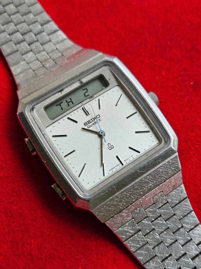 Vintage Seiko Ana-digi Mens Watch With Textured Strap Ref. H357-5190 - Etsy