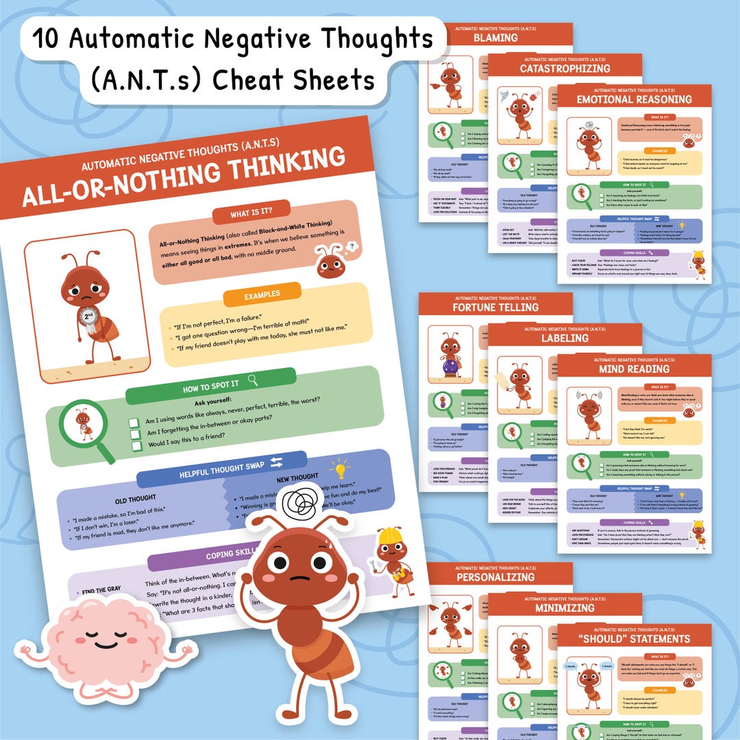 Ants Automatic Negative Thoughts, Kids Thinking Errors, Cognitive ...