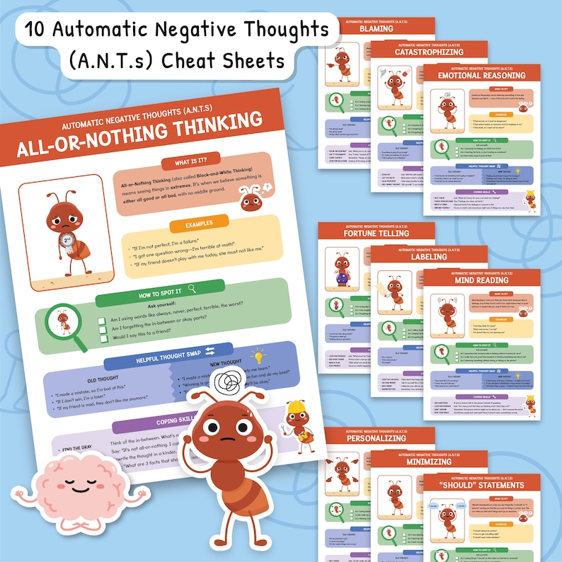 Ants Automatic Negative Thoughts, Kids Thinking Errors, Cognitive ...