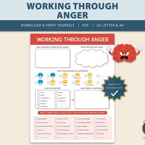 Anger Management 18 Printable Pages, Coping Skills Bundle, CBT ...