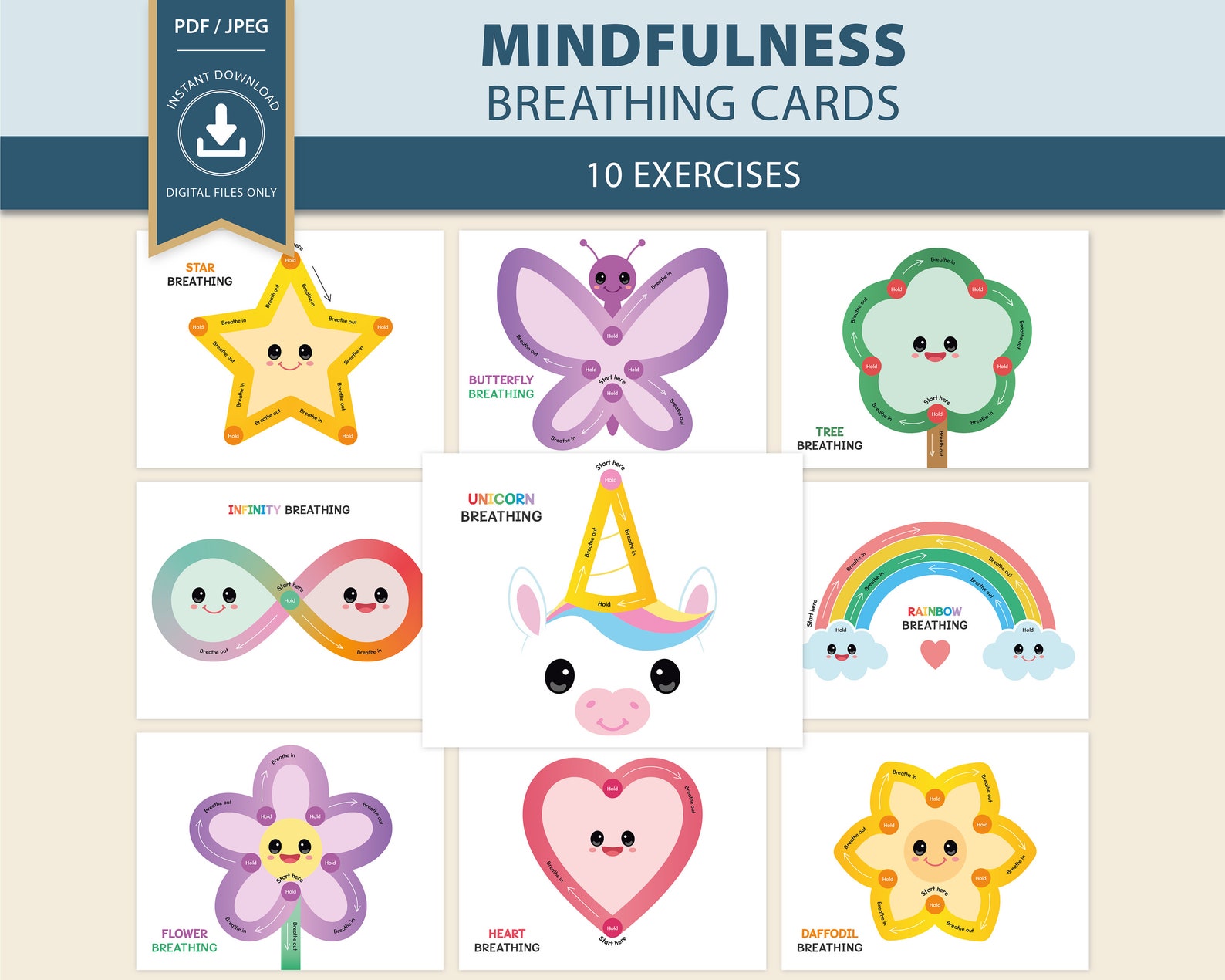 Mindfulness Breathing Activities for Kids, Finger Tracing Cards ...