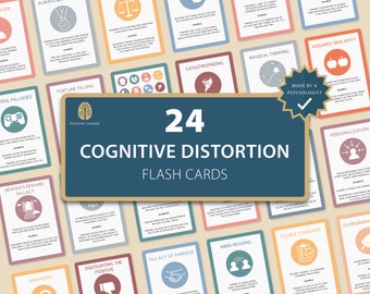 Cognitive Distortion Cue Cards, CBT, Therapy Tool, Unhelpful Thinking ...