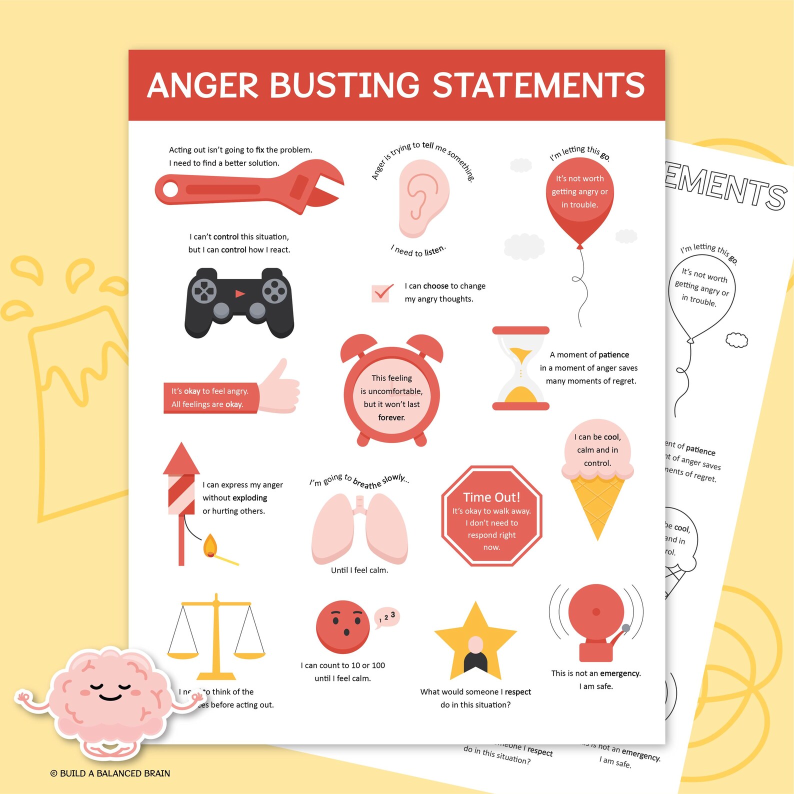 Anger Management 18 Printable Pages, Coping Skills Bundle, CBT ...