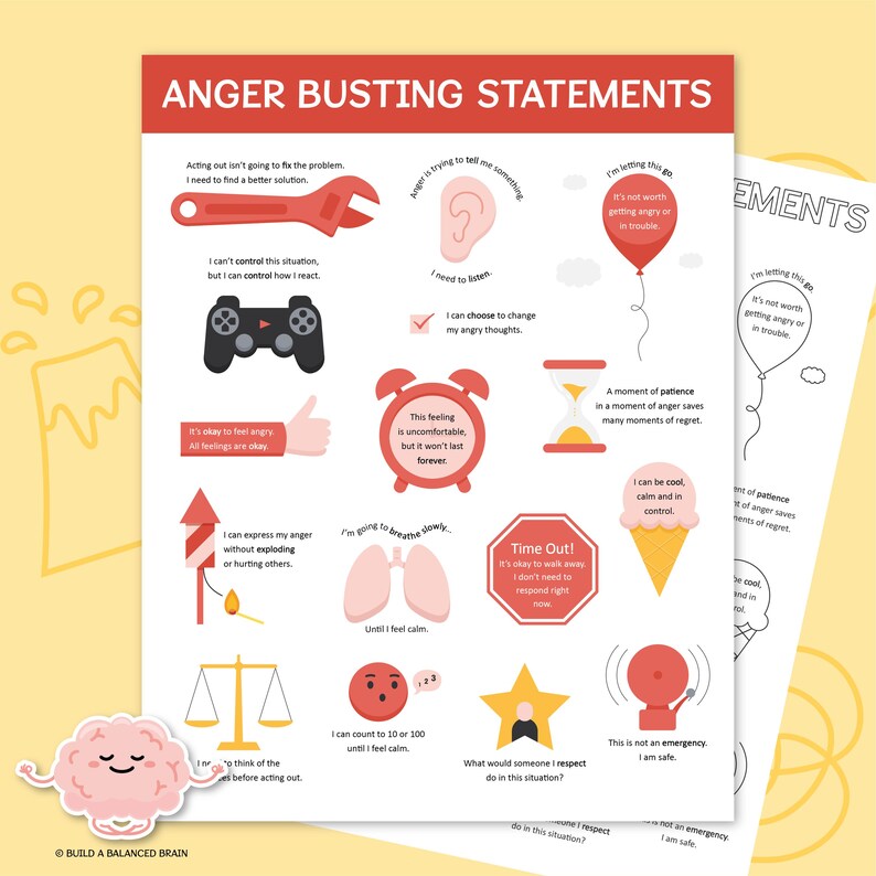 Anger Management 18 Printable Pages, Coping Skills Bundle, CBT ...