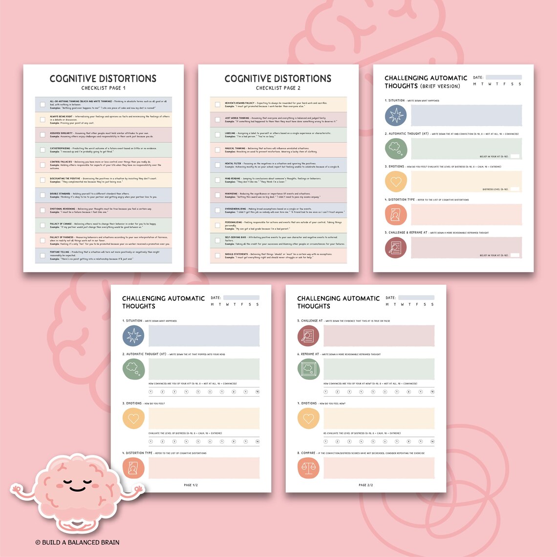 Challenge Automatic Negative Thoughts, Thinking Traps Worksheet ...