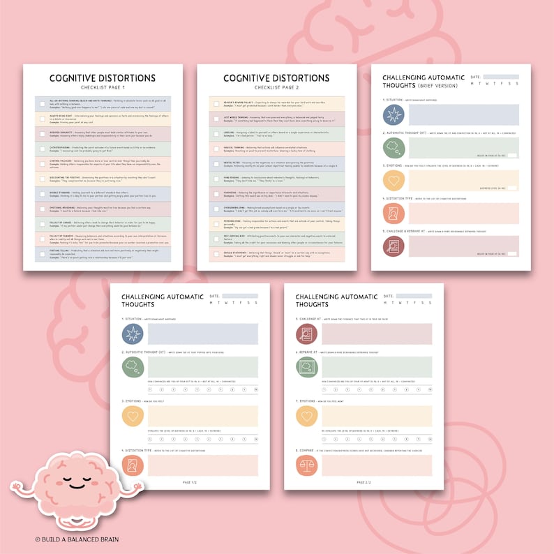 Challenge Automatic Negative Thoughts, Thinking Traps Worksheet ...