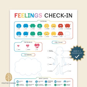 Feelings Printable Set for Kids, Coping Skills, Emotions Check-in ...