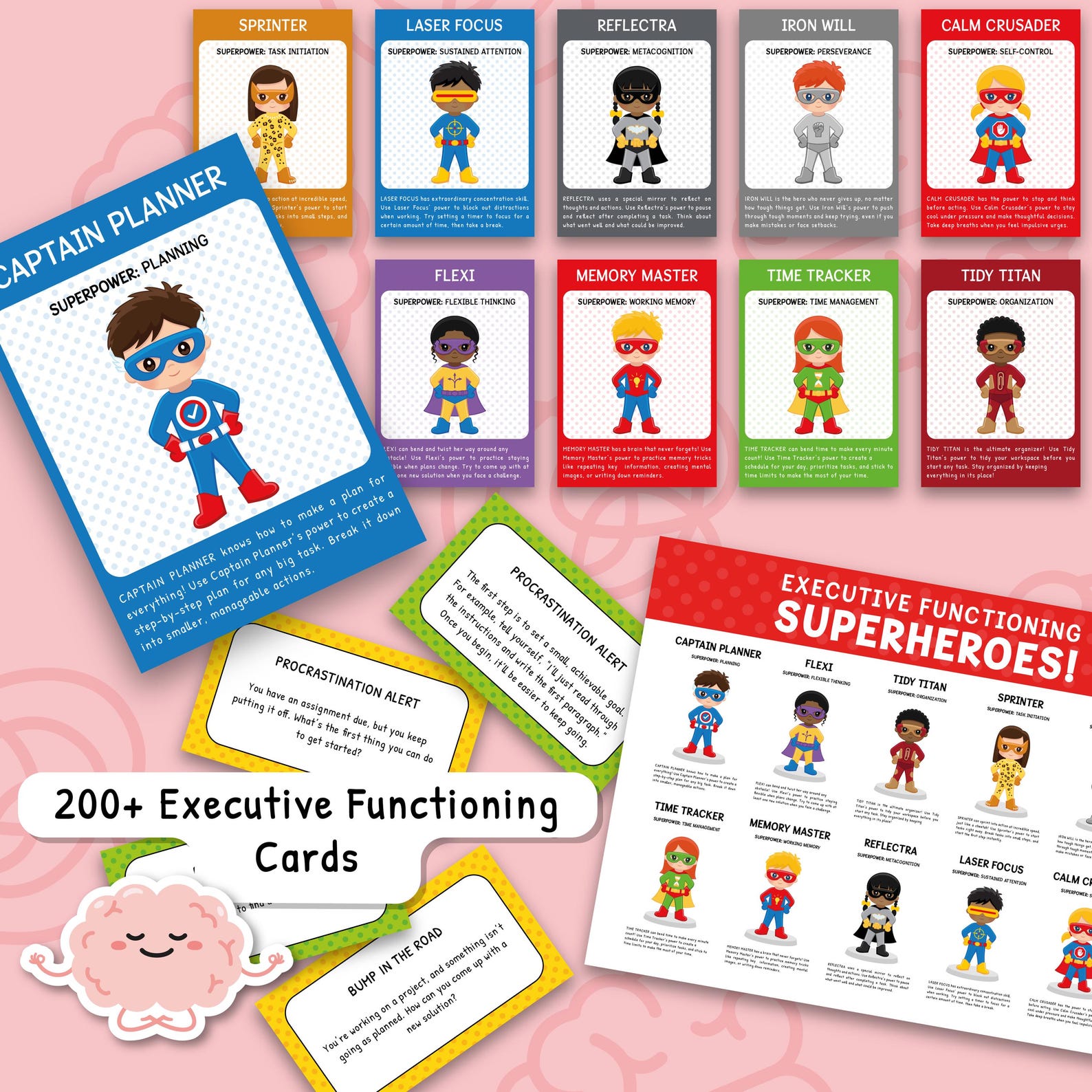 Executive Functioning Skills Cards, 200 Superhero Thinking Skills, ADHD ...